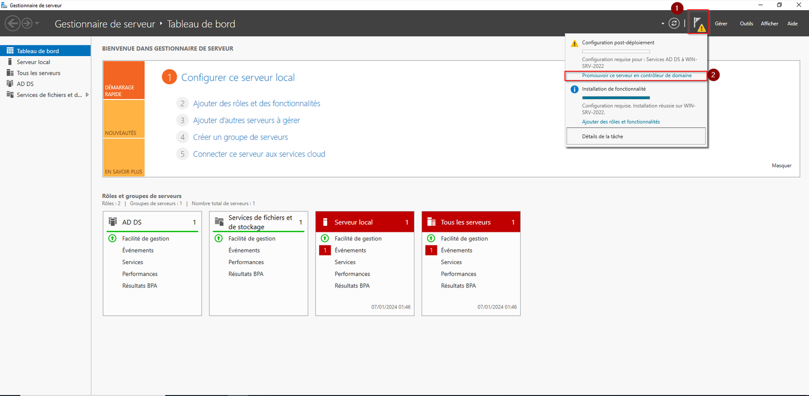 Mise en place d'Active Directory - Windows Server 2022