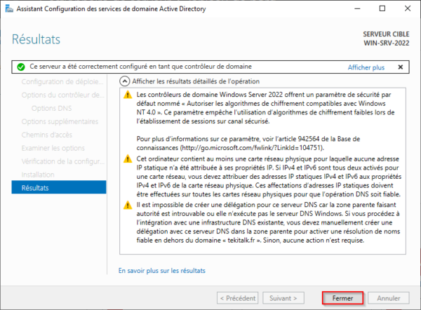 Mise en place d'Active Directory - Windows Server 2022